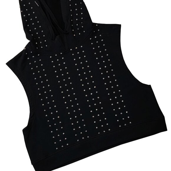 Mirame Designs | Tops | Studded Womens Black Cropped Hooded Top | Poshmark